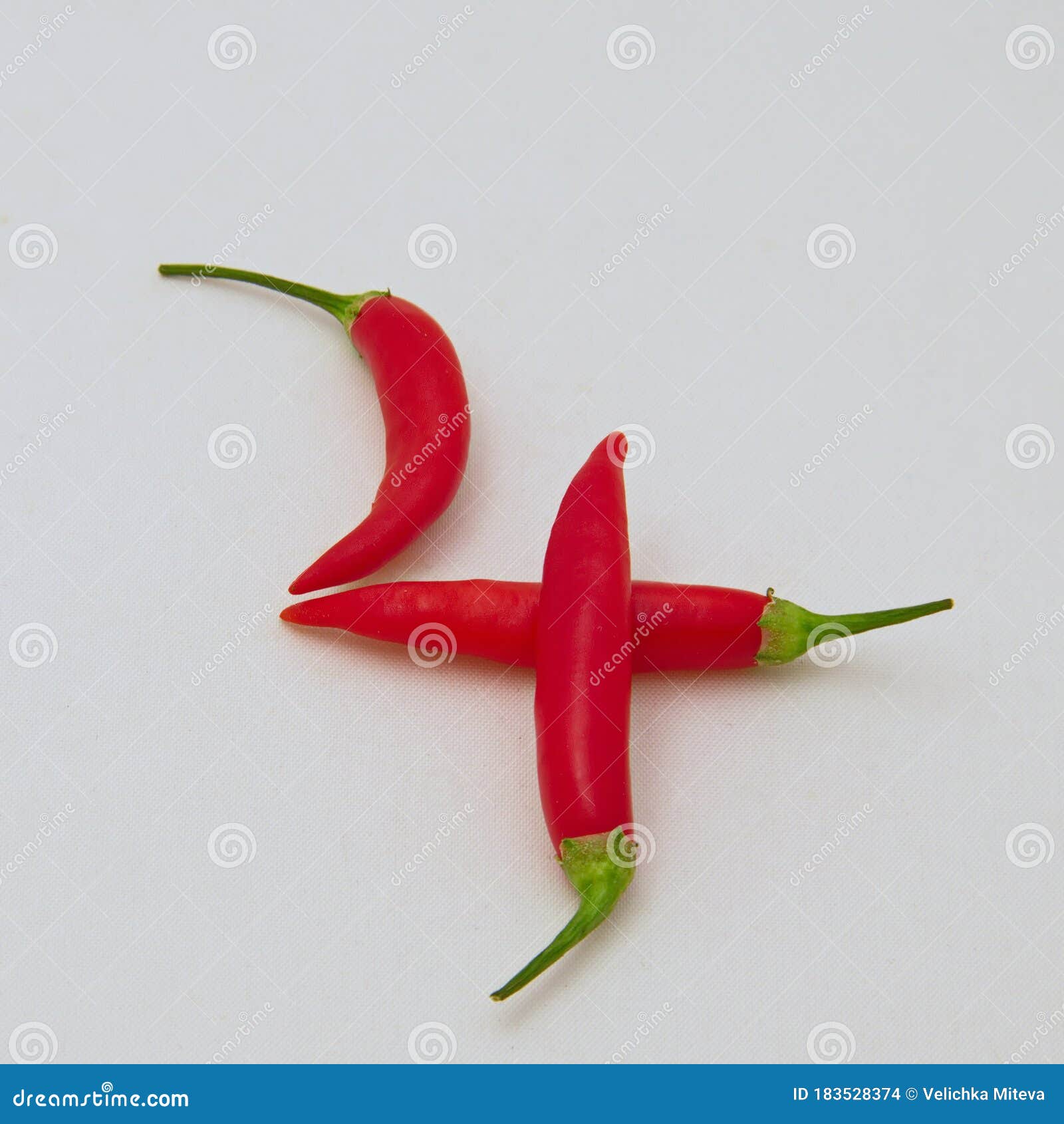 Sign 4, Made from the Fruit of Fresh Chilli Red Pepper with a Green ...