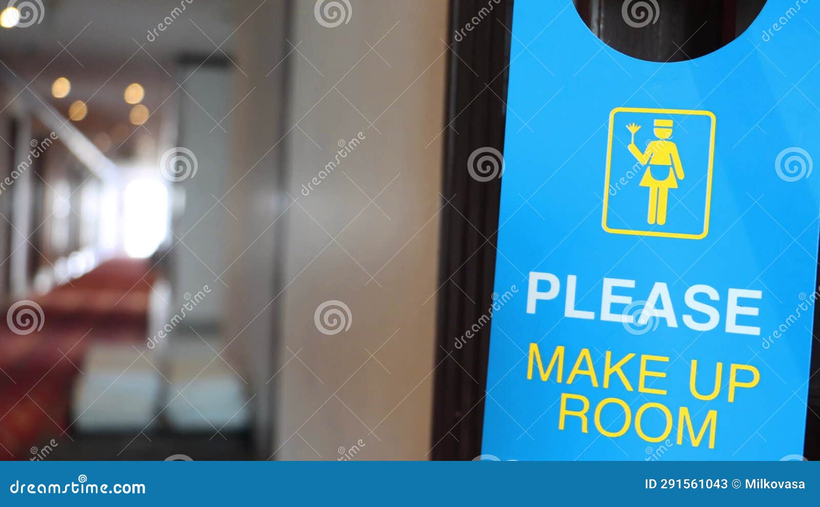 The Sign Make Up Room Hangs on the Doorknob of the Hotel Room Stock ...