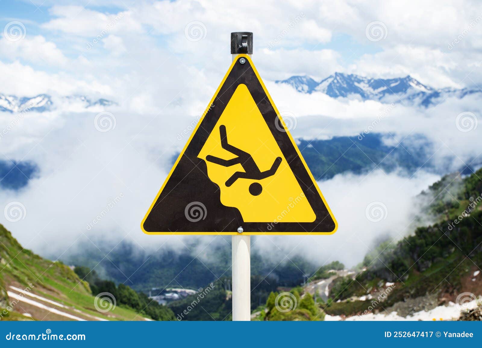 Sign Man Falling from a Height, Danger of Falling from a Cliff ...