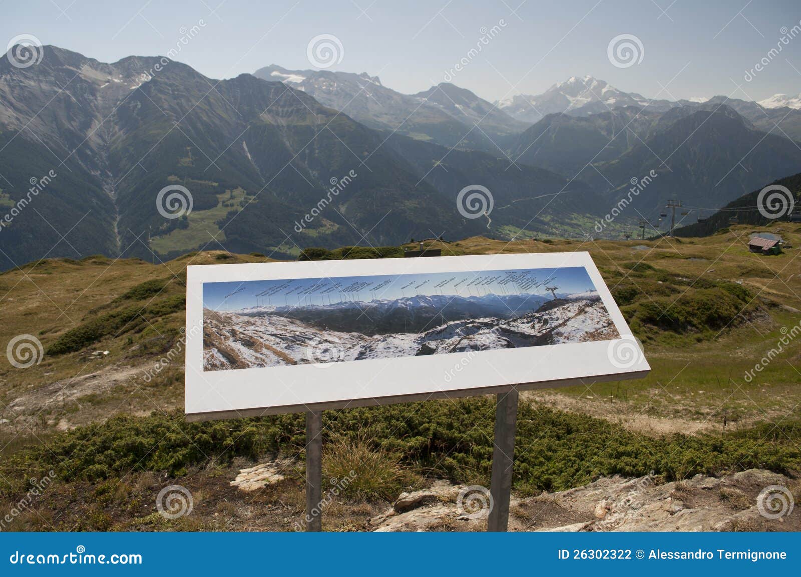 Sign with Map of Mountain Peaks Stock Photo - Image of aletch, extreme ...