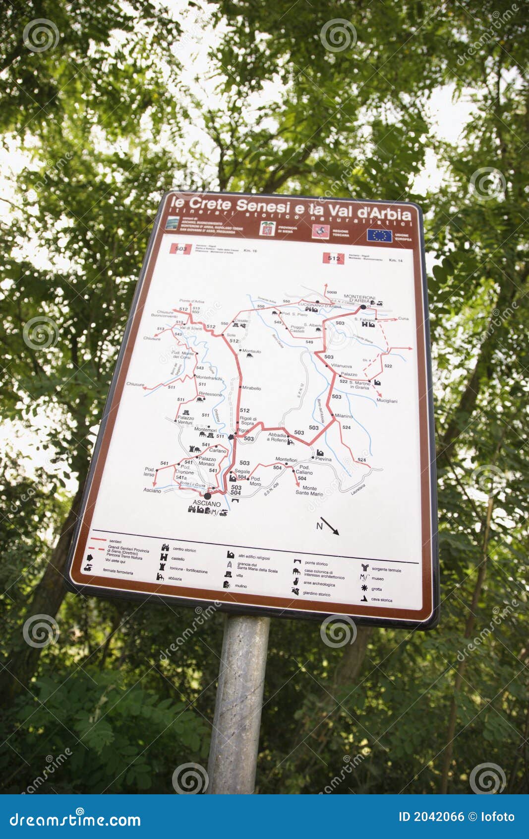 Sign with Map Showing Routes. Stock Photo - Image of rural, interest ...