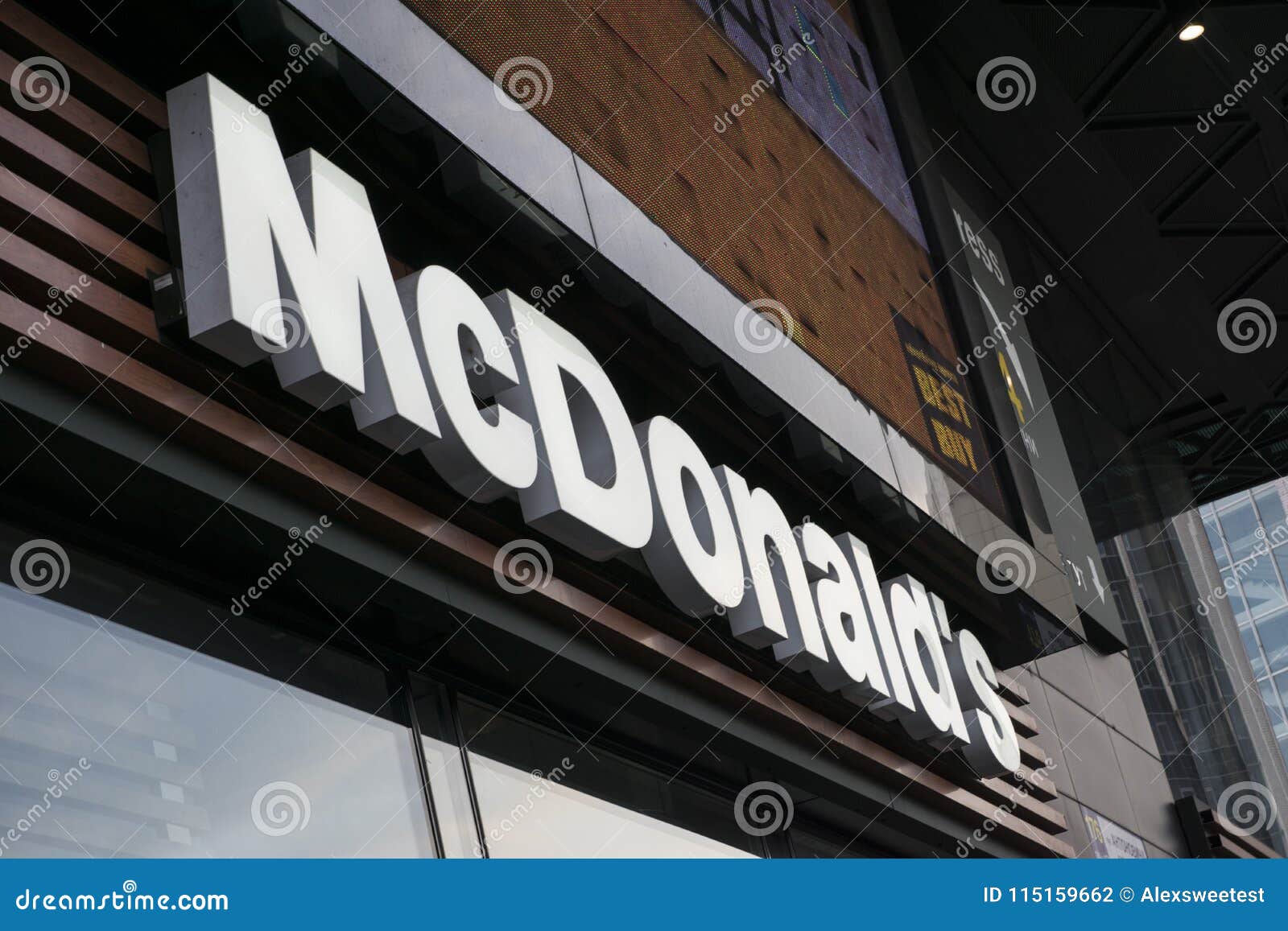 Sign of McDonalds editorial photography. Image of brand - 115159662