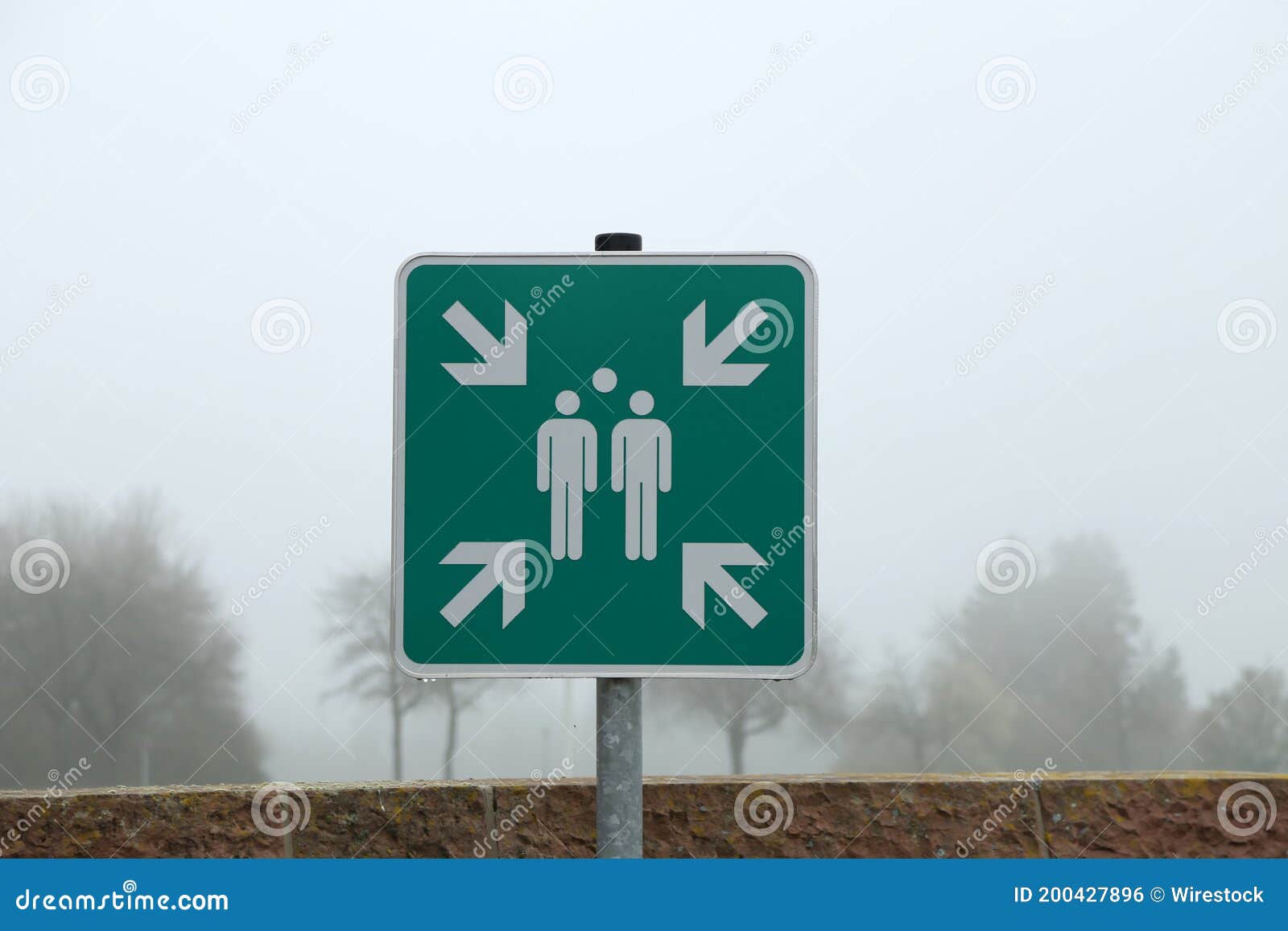 Sign for a Meeting Place for Lost People or a Safe Point in Case of an ...