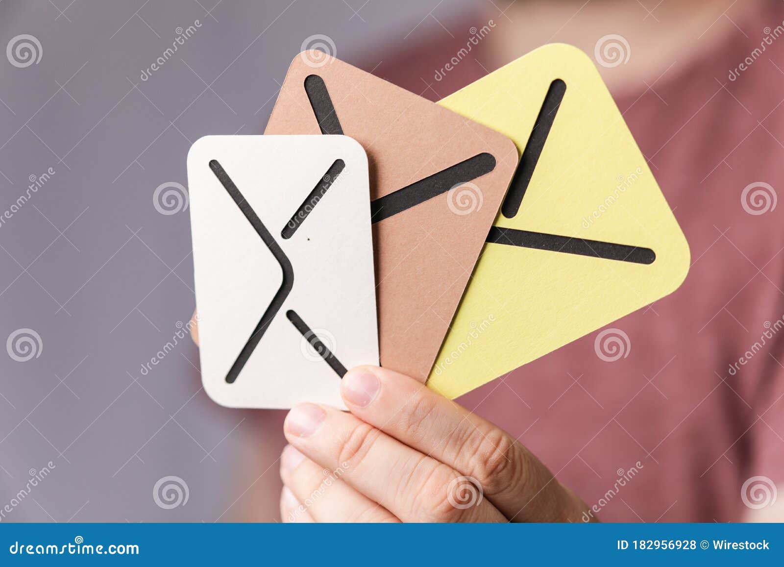 Sign of the Messages Made of Paper in the Hands of a Man Stock Photo ...
