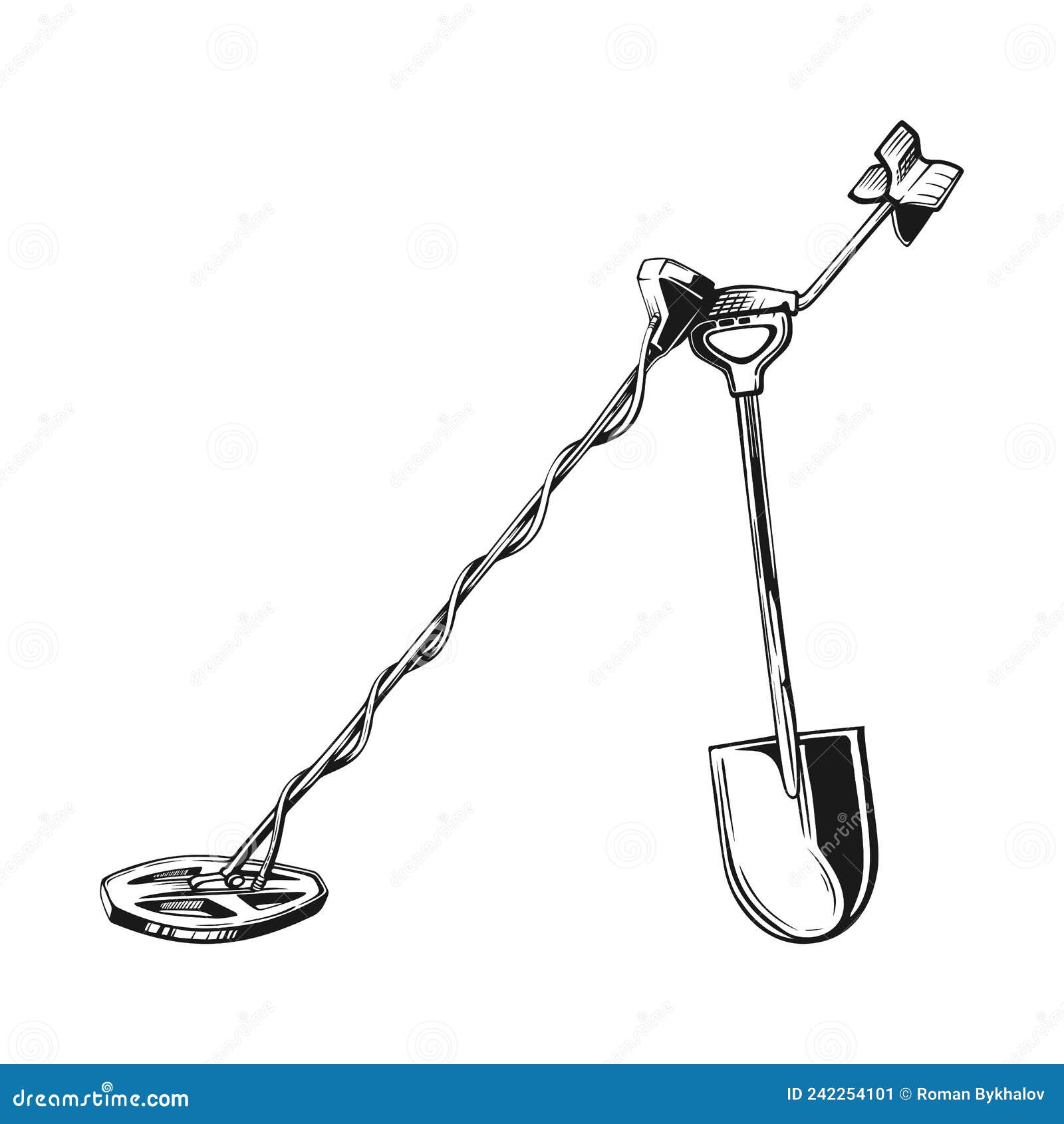 Archaeologist With Metal Detector Sketch Vector Illustration. Field ...