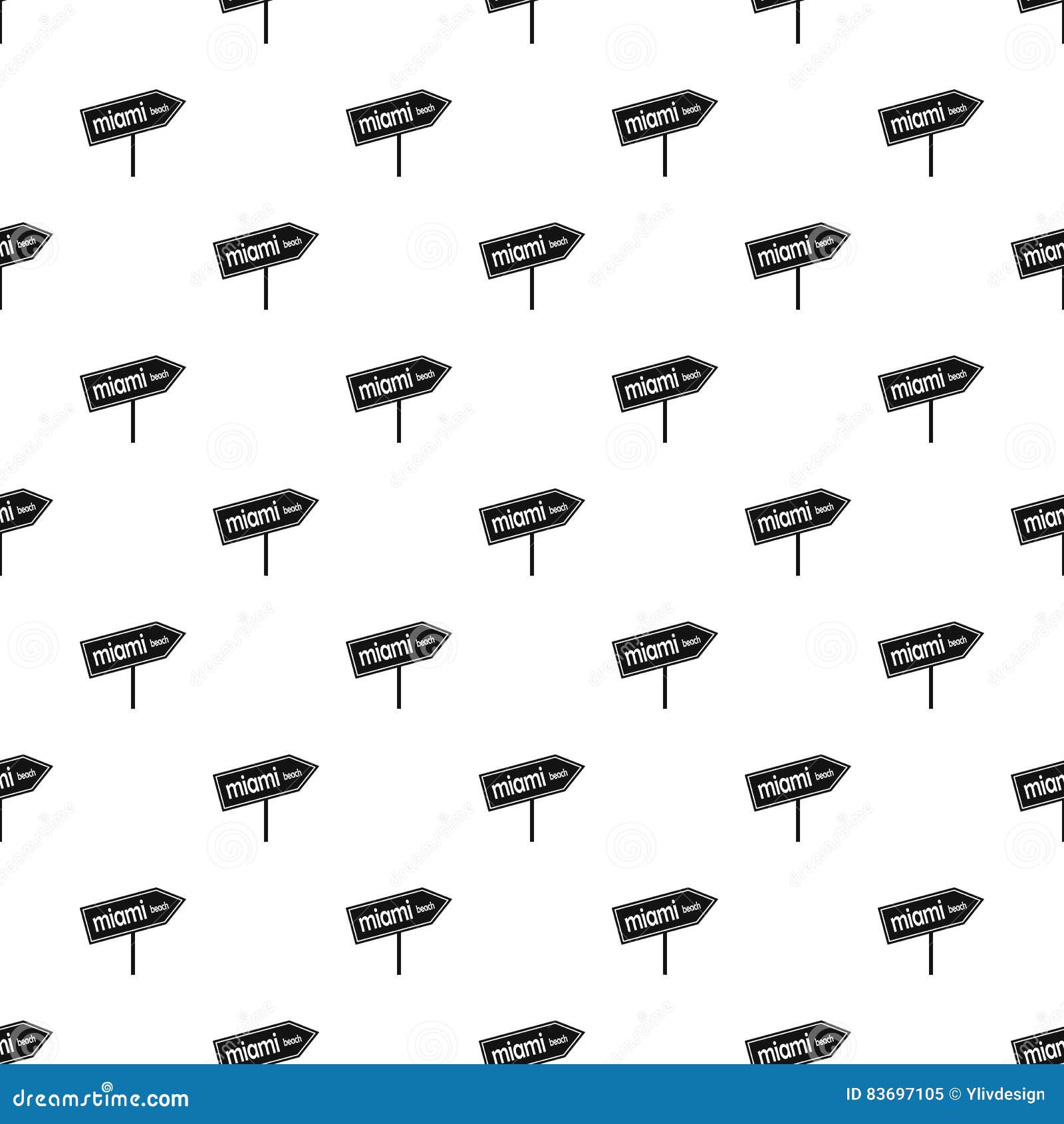 Sign Miami Beach Pattern, Simple Style Stock Vector - Illustration of ...
