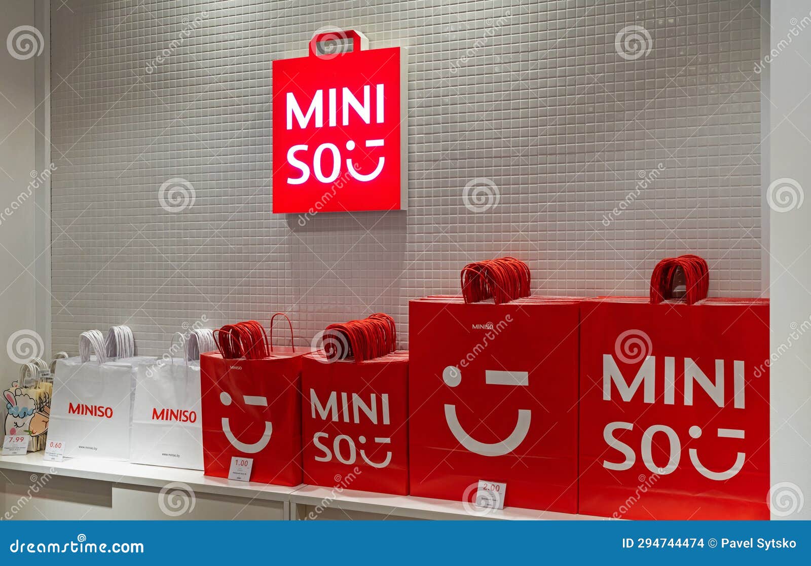 Sign of Miniso on the Wall in the Store Interior. Minsk, Belarus ...