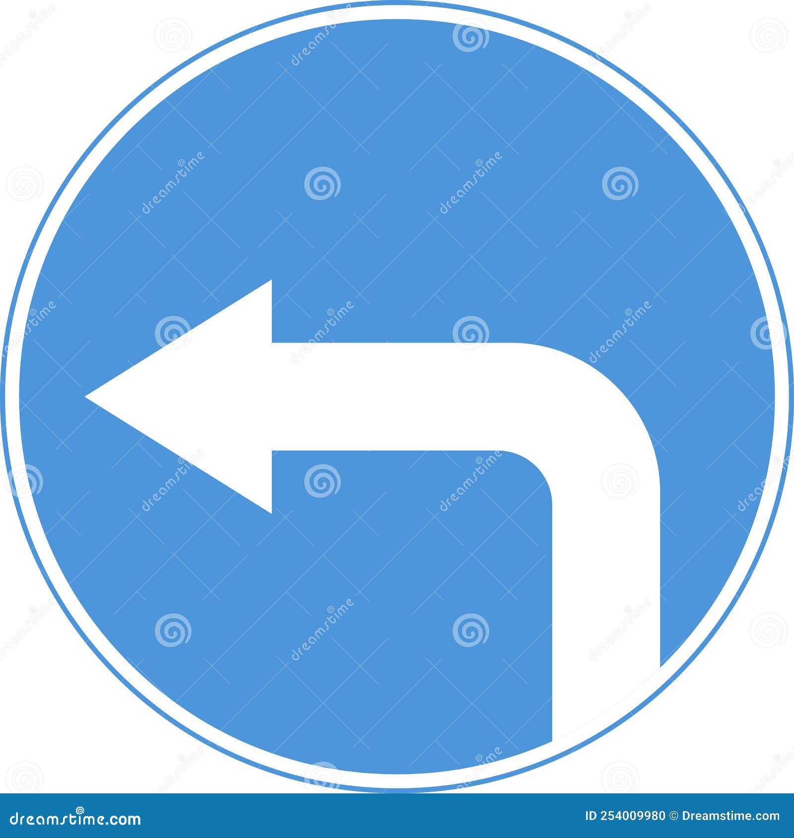 The Sign is Moving To the Left. Blue Circle Stock Vector - Illustration ...