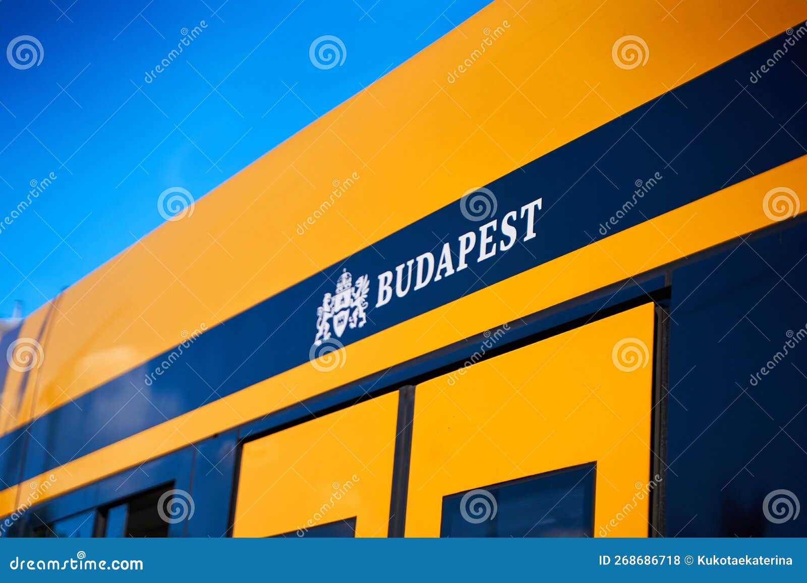 A Sign with the Name of the City of Budapest on a Public Tram Editorial ...