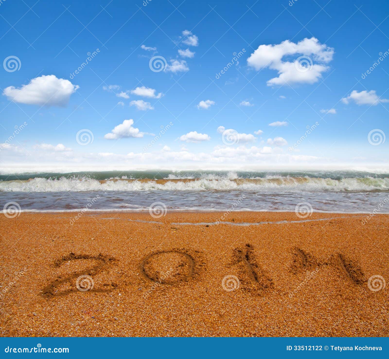 Sign of New Year on the Sea Beach Stock Photo - Image of merry, summer ...