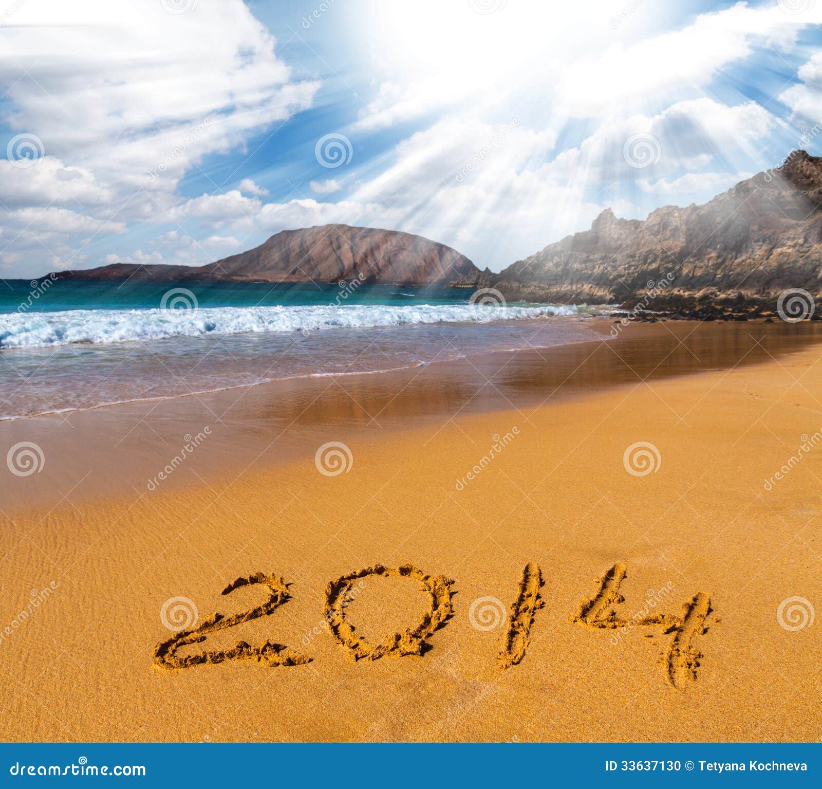 Sign of New Year on the Sea Beach Stock Photo - Image of annual, ocean ...