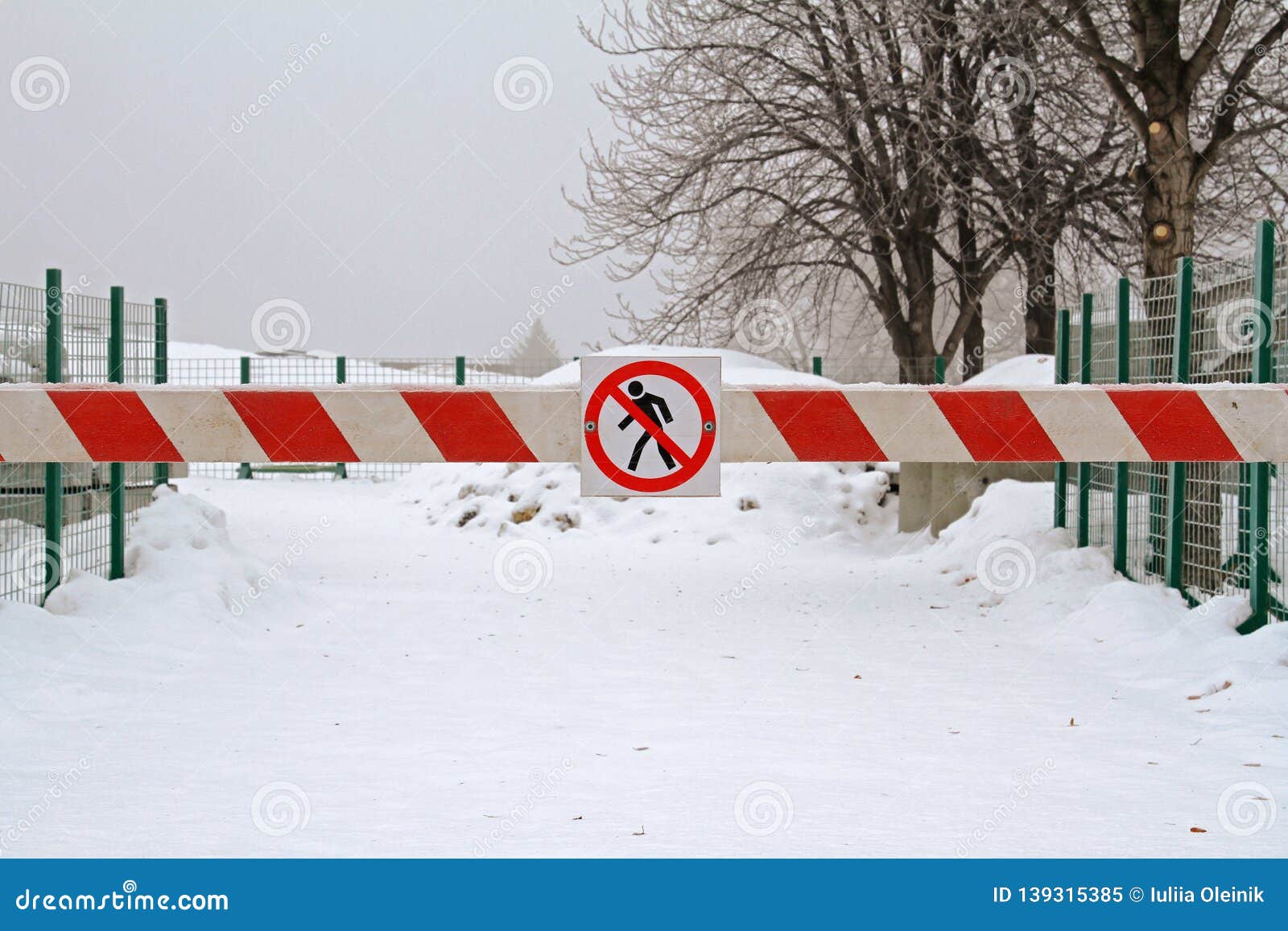 Sign `No Entry` Hanging on the Barrier Stock Image - Image of entry ...