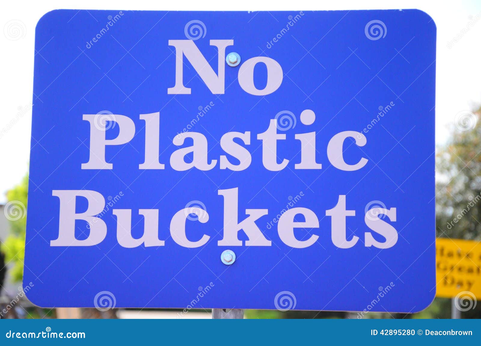 Sign No Plastic Buckets stock photo. Image of buckets - 42895280