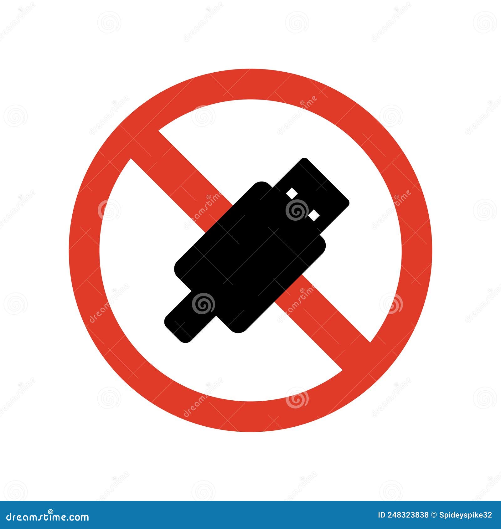 The Sign of No USB. Isolated Vector Illustration Stock Illustration ...