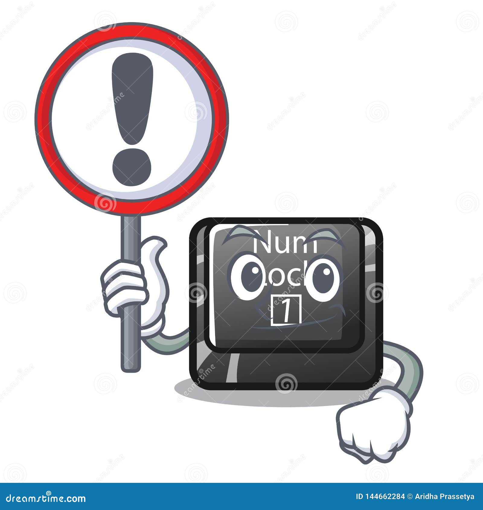 With Sign Num Lock Isolated with the Character Stock Vector ...