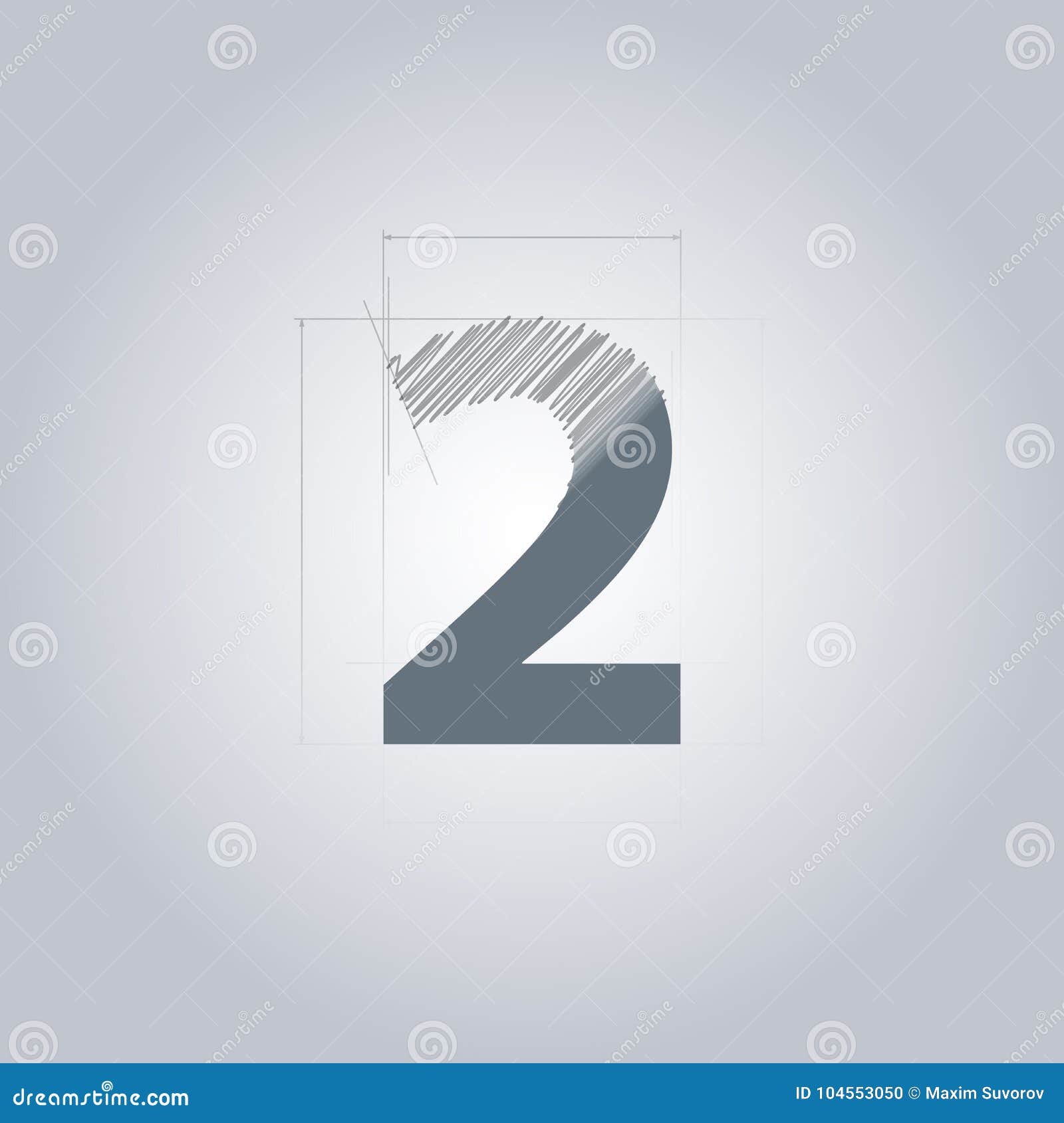 Sign Number Two. Logotype Architectural Design. Grey Color. Blueprint ...