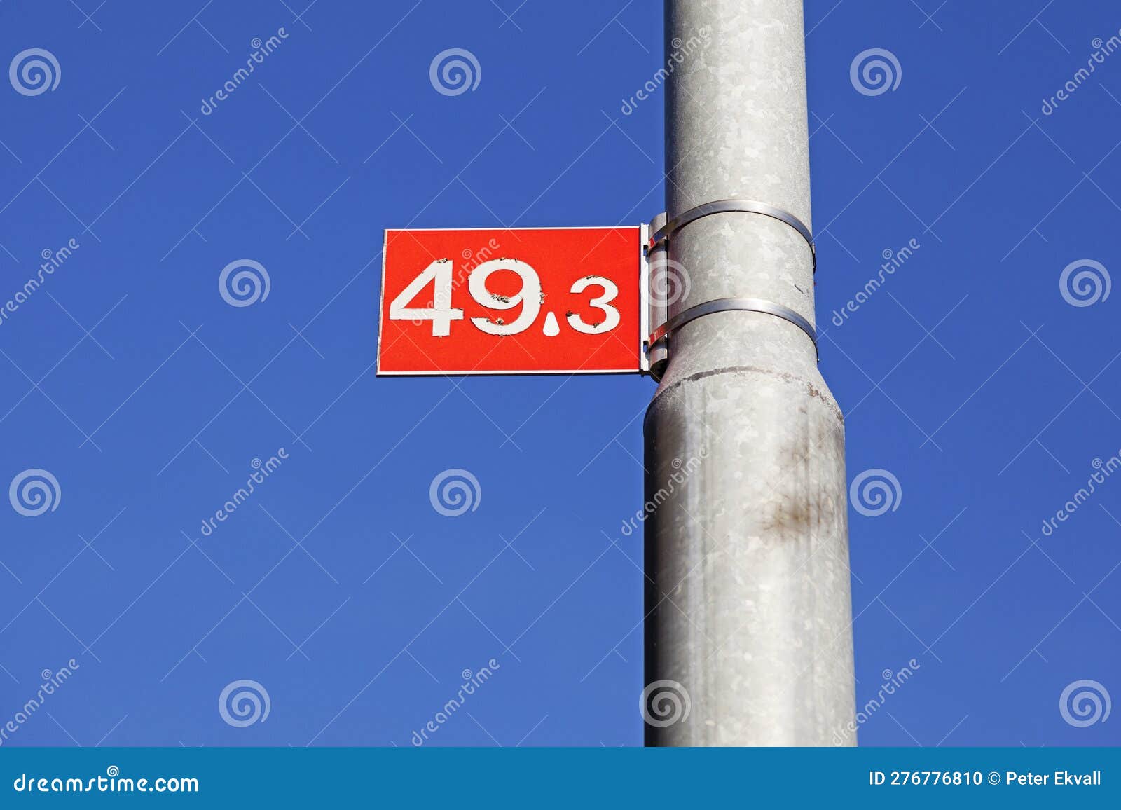Sign with the numbers 49.3 stock photo. Image of text - 276776810