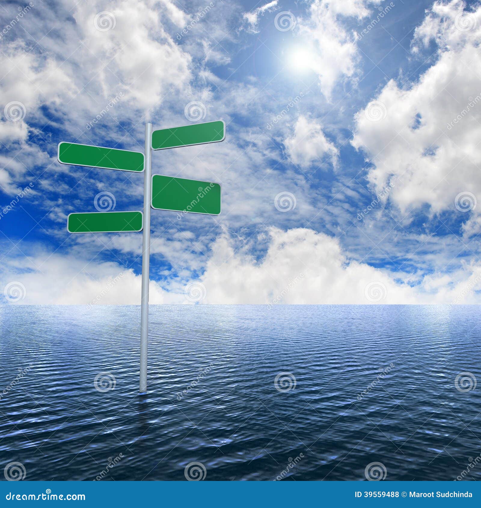Sign in the ocean stock illustration. Illustration of arrow - 39559488
