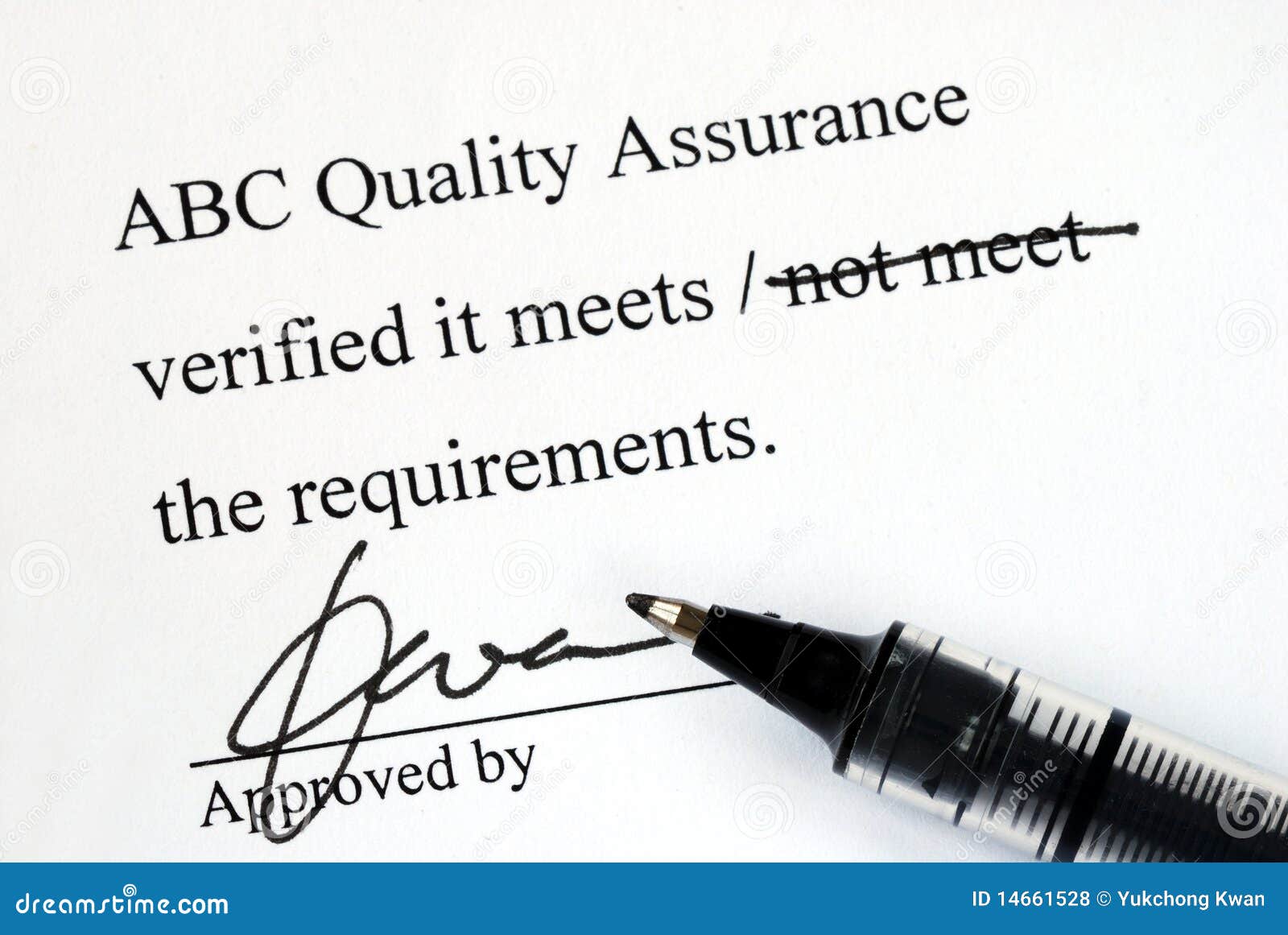 Sign Off the Quality Control Document Stock Photo - Image of font, 9001 ...