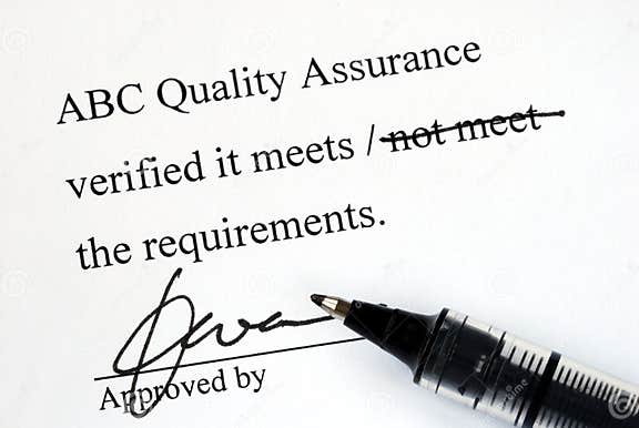 Sign Off the Quality Control Document Stock Photo - Image of font, 9001 ...