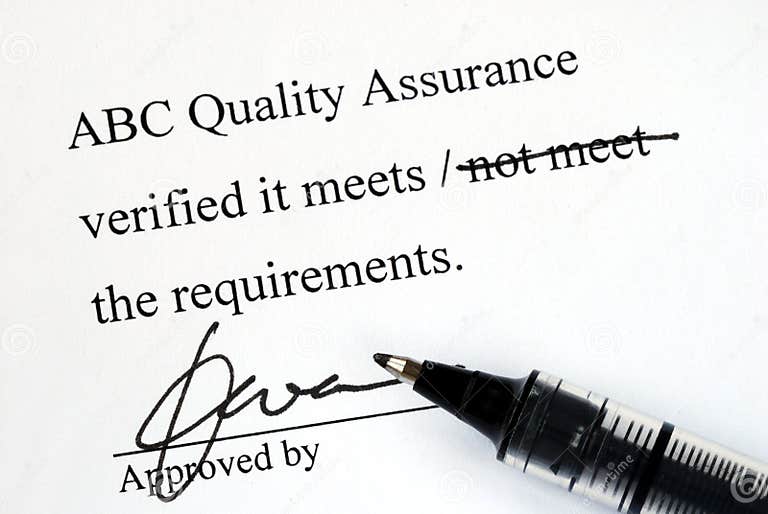 Sign Off the Quality Control Document Stock Photo - Image of font, 9001 ...