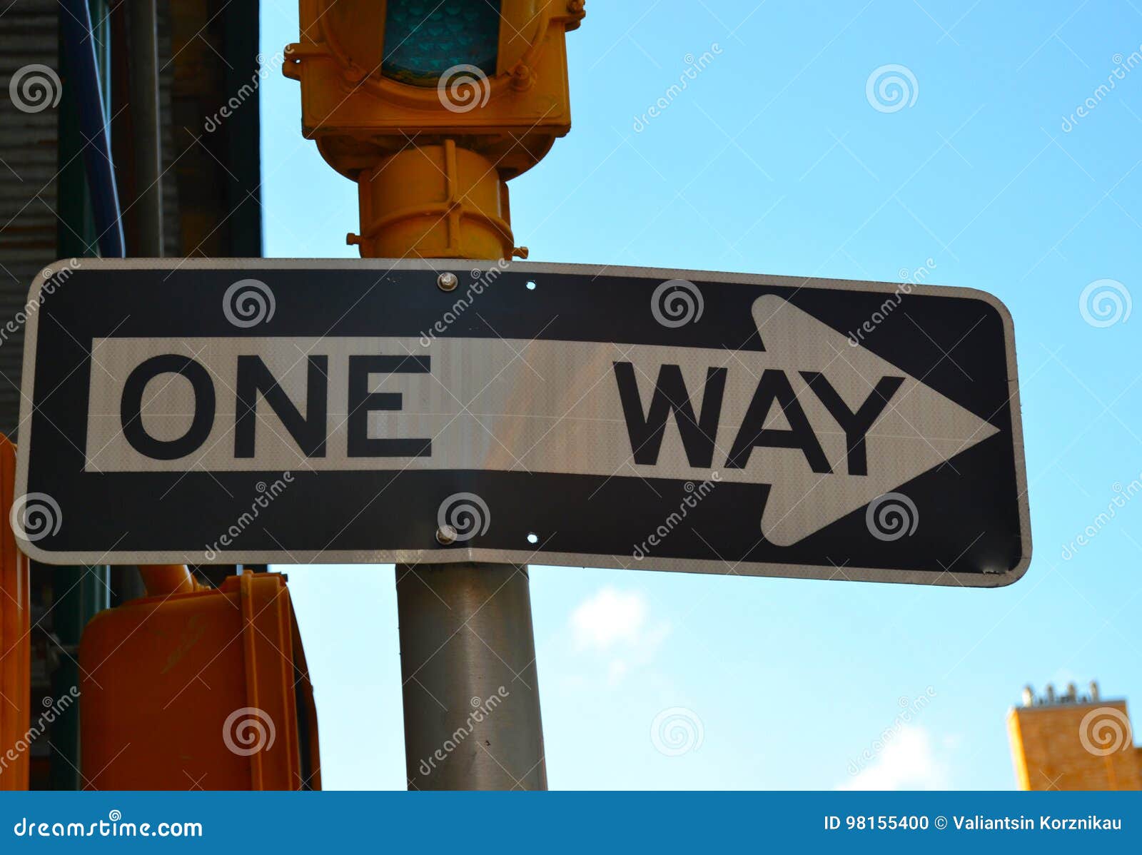 Sign of one-way traffic stock photo. Image of city, notice - 98155400