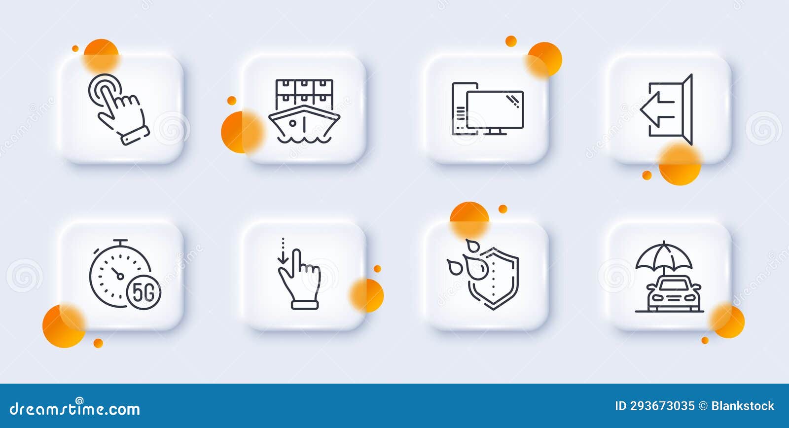 Sign Out, Cursor And 5g Internet Line Icons Pack. For Web App. 3d Glass ...