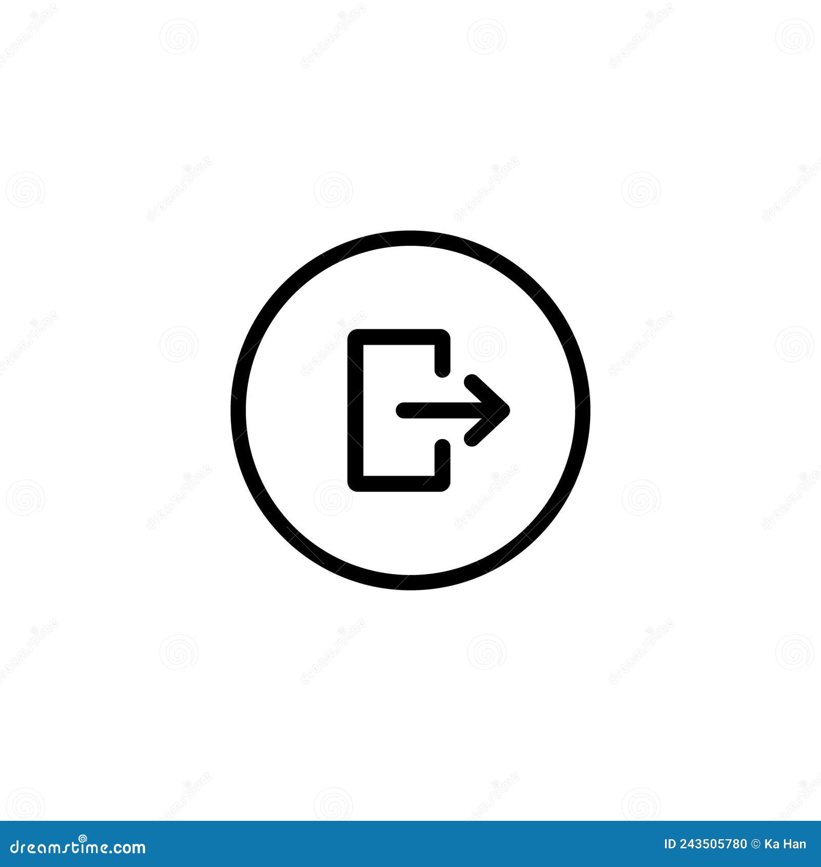 Sign Out, Logout Icon Vector in Circle Line Stock Vector - Illustration ...