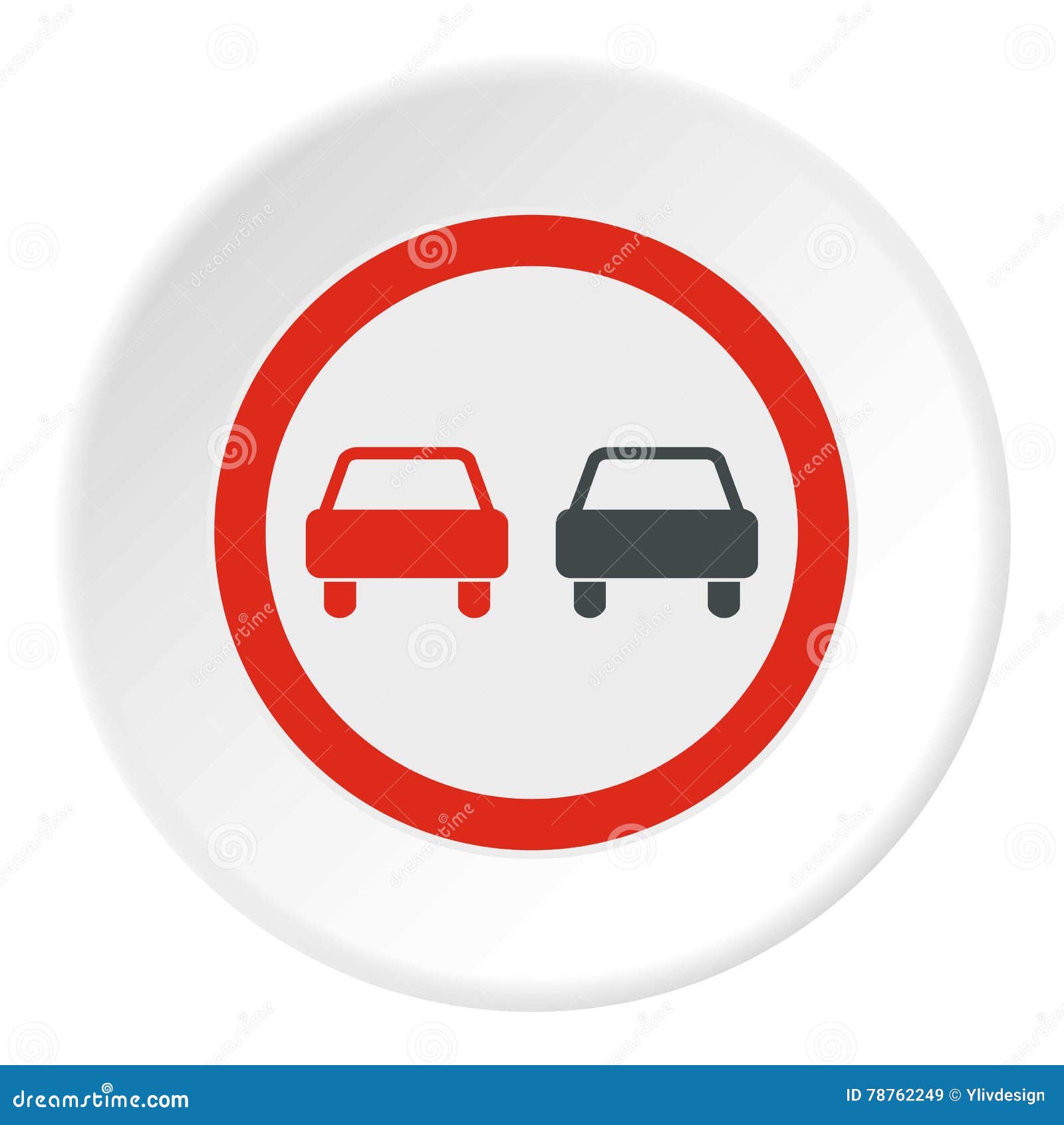 Sign Overtaking Icon, Flat Style Stock Vector - Illustration of ...