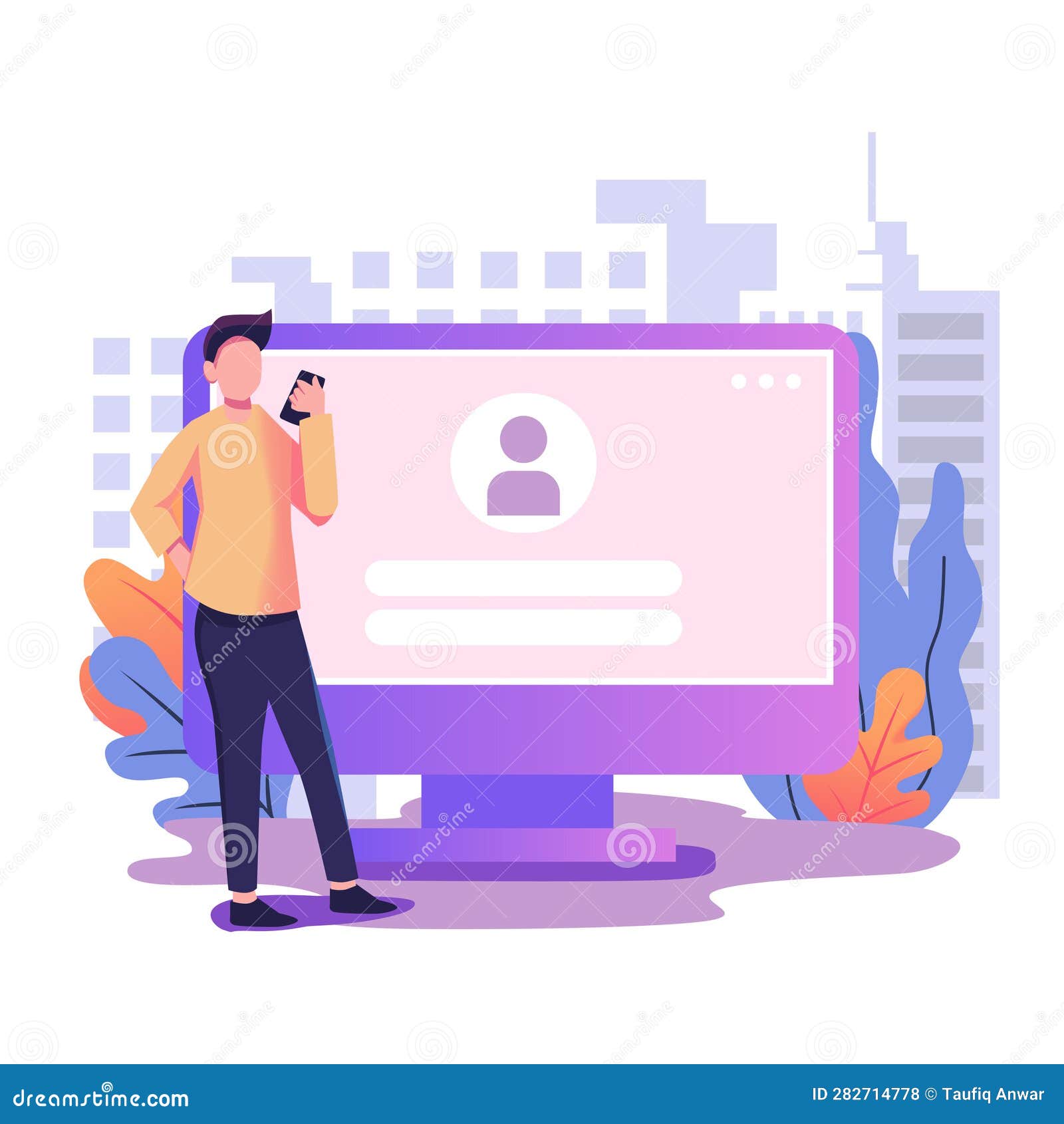 Sign in Page Flat Style Illustration Design Stock Vector - Illustration ...