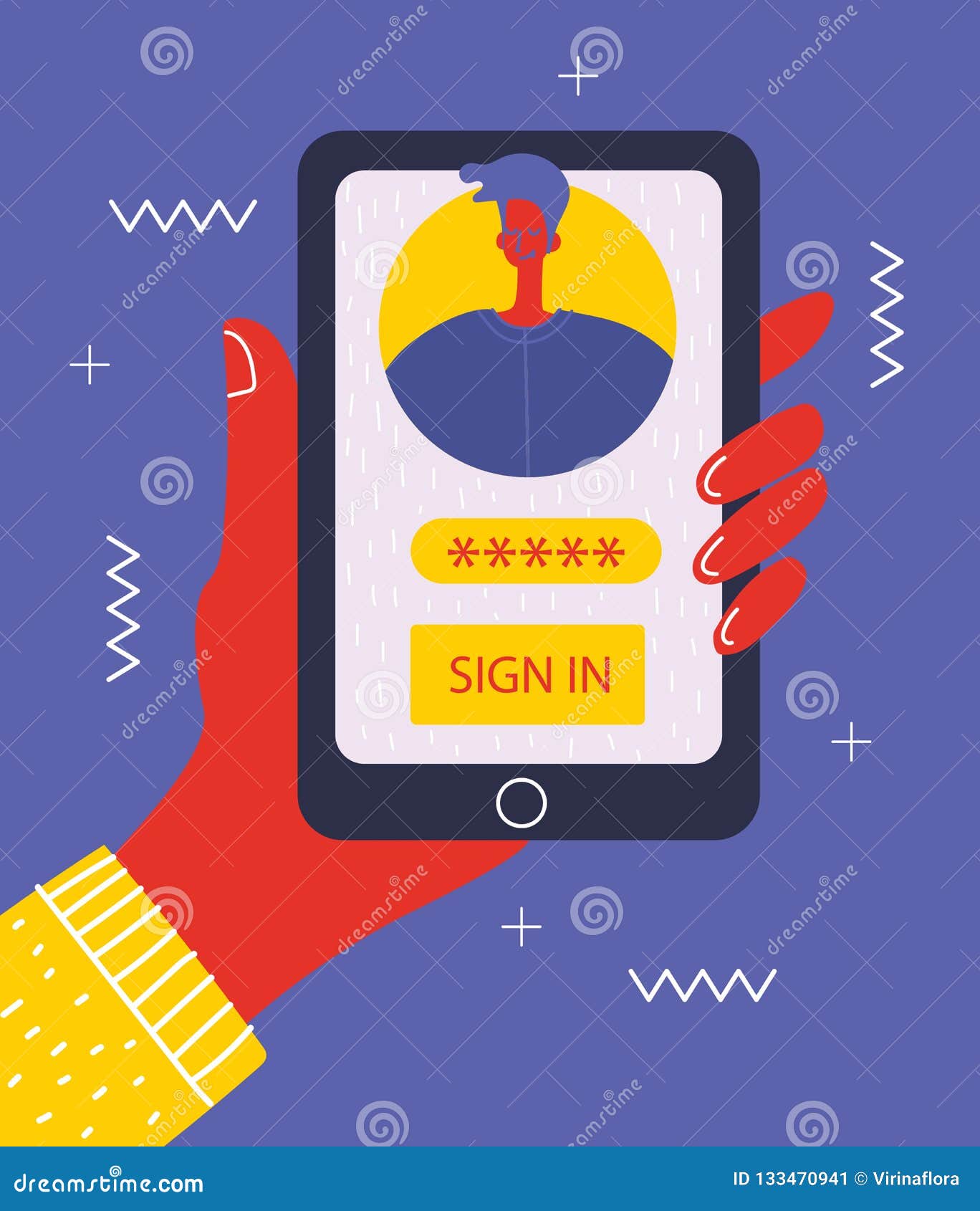 Sign in Page on Smartphone Screen. Stock Vector - Illustration of ...