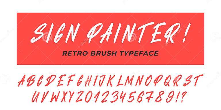 Sign Painter Font. Vector Retro Brush Typeface Alphabet Stock Vector ...