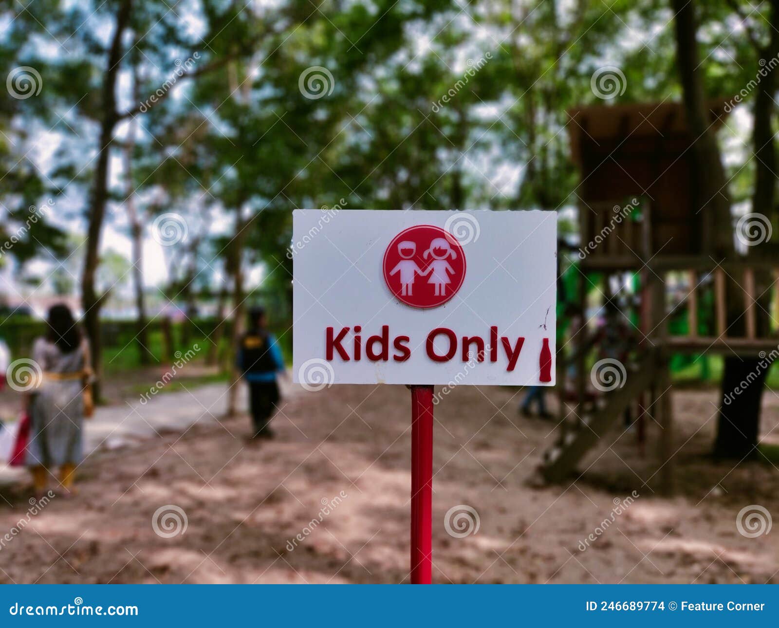 A Sign in a Park - Kids only Stock Photo - Image of space, summer ...