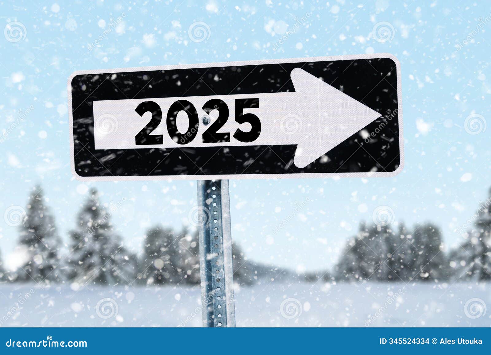 Sign 2025 Path in Winter Landscape with Snow. Journey 2025, Concept ...
