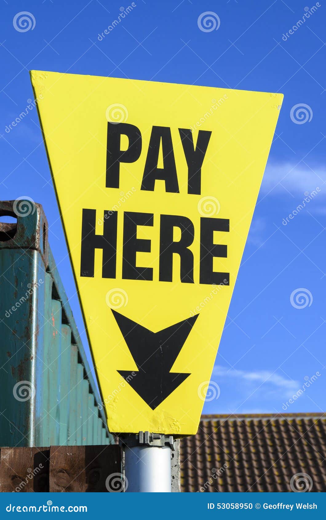 Sign pay here stock photo. Image of pole, warning, icon - 53058950