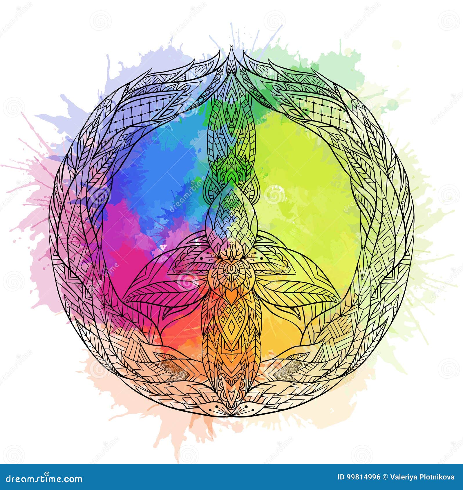 Sign of Peace with a Boho Pattern. Stock Vector - Illustration of ...