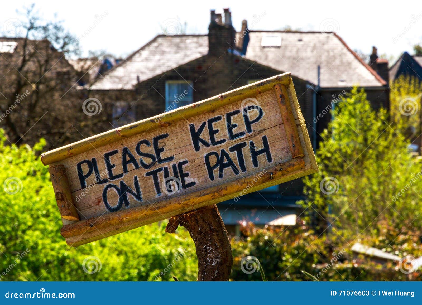 Sign of Please Keep on the Path Stock Image - Image of house, metaphor ...
