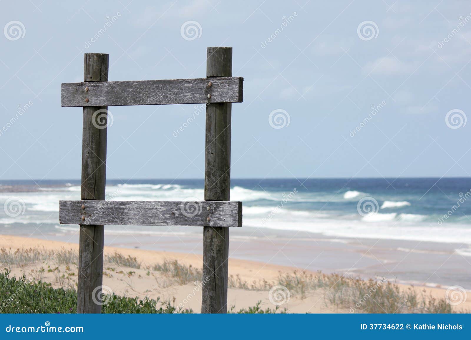 Sign Poles by the beach stock photo. Image of blue, blank - 37734622