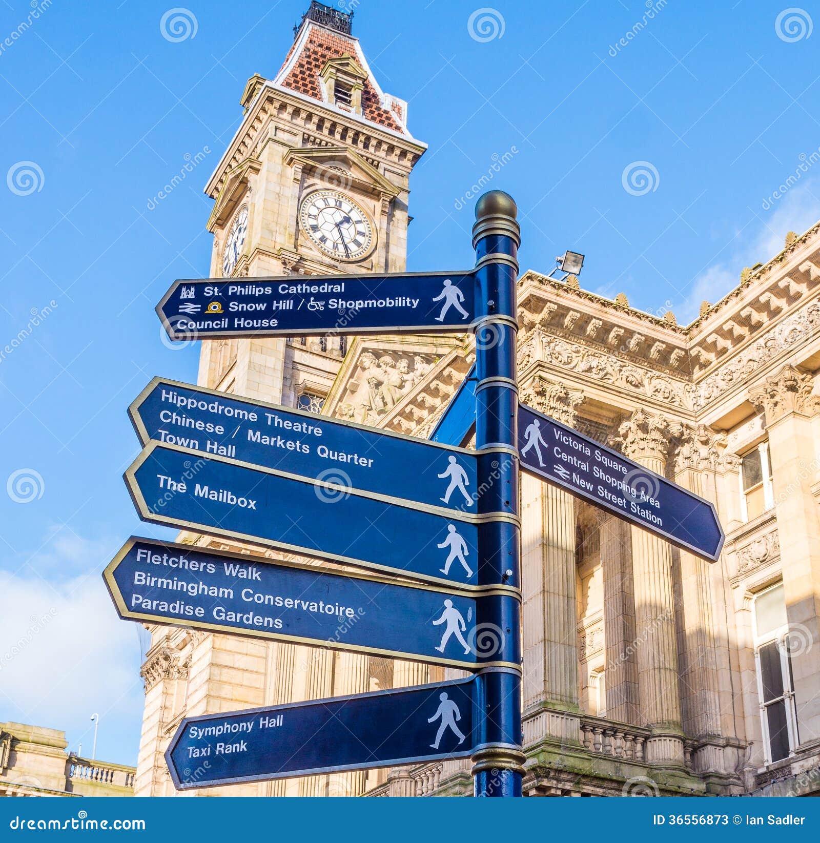 Sign Post Chamberlain Square Birmingham Stock Image - Image of town ...