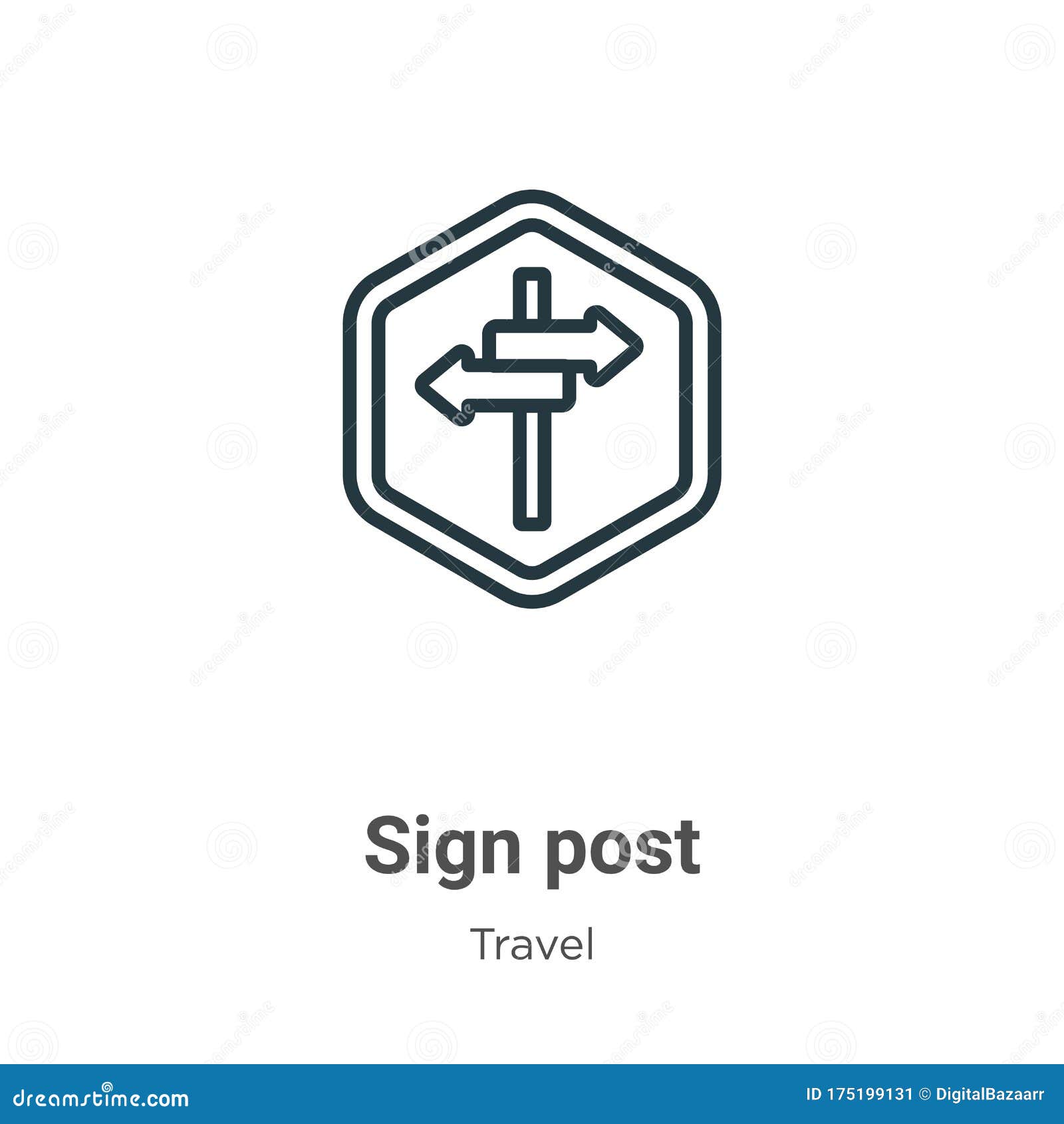 Sign Post Outline Vector Icon. Thin Line Black Sign Post Icon, Flat ...