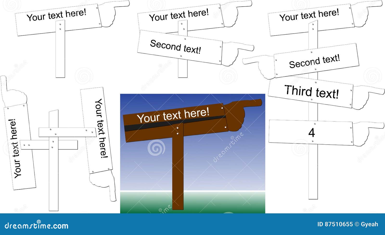 Sign post pointing stock vector. Illustration of wooden - 87510655