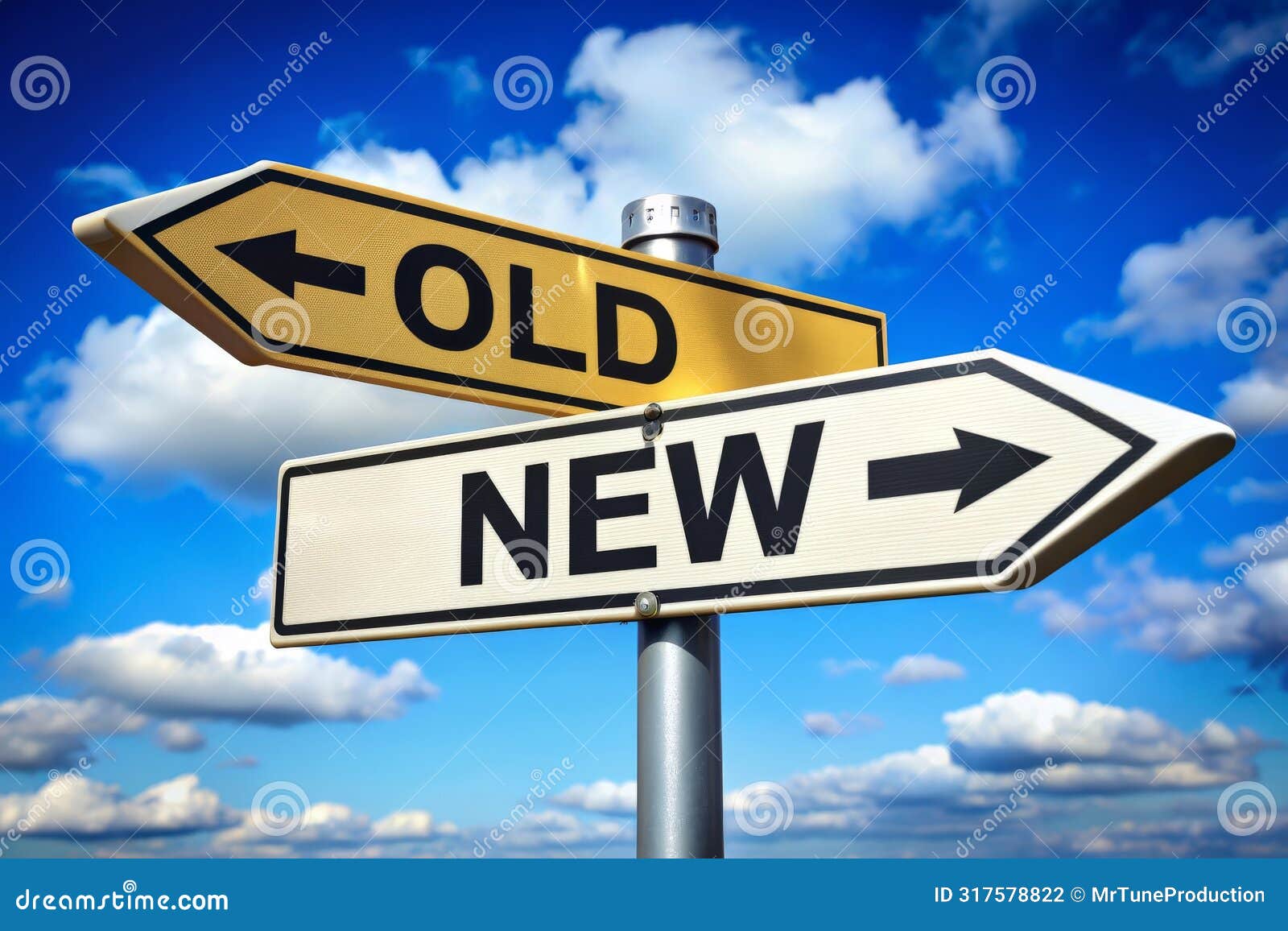 A Sign Post with Two Signs Pointing in Opposite Directions Stock ...