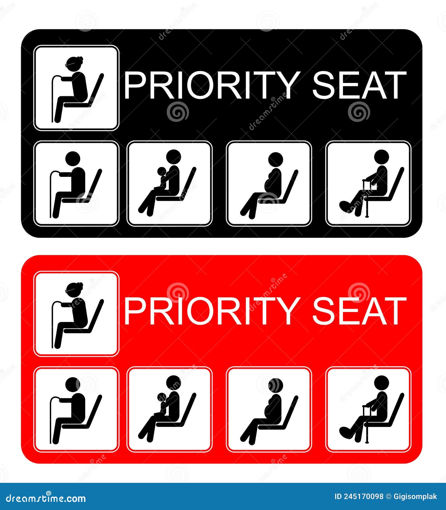 Simple Vector Set Sign, Priority at Public Transportation or Area Stock ...