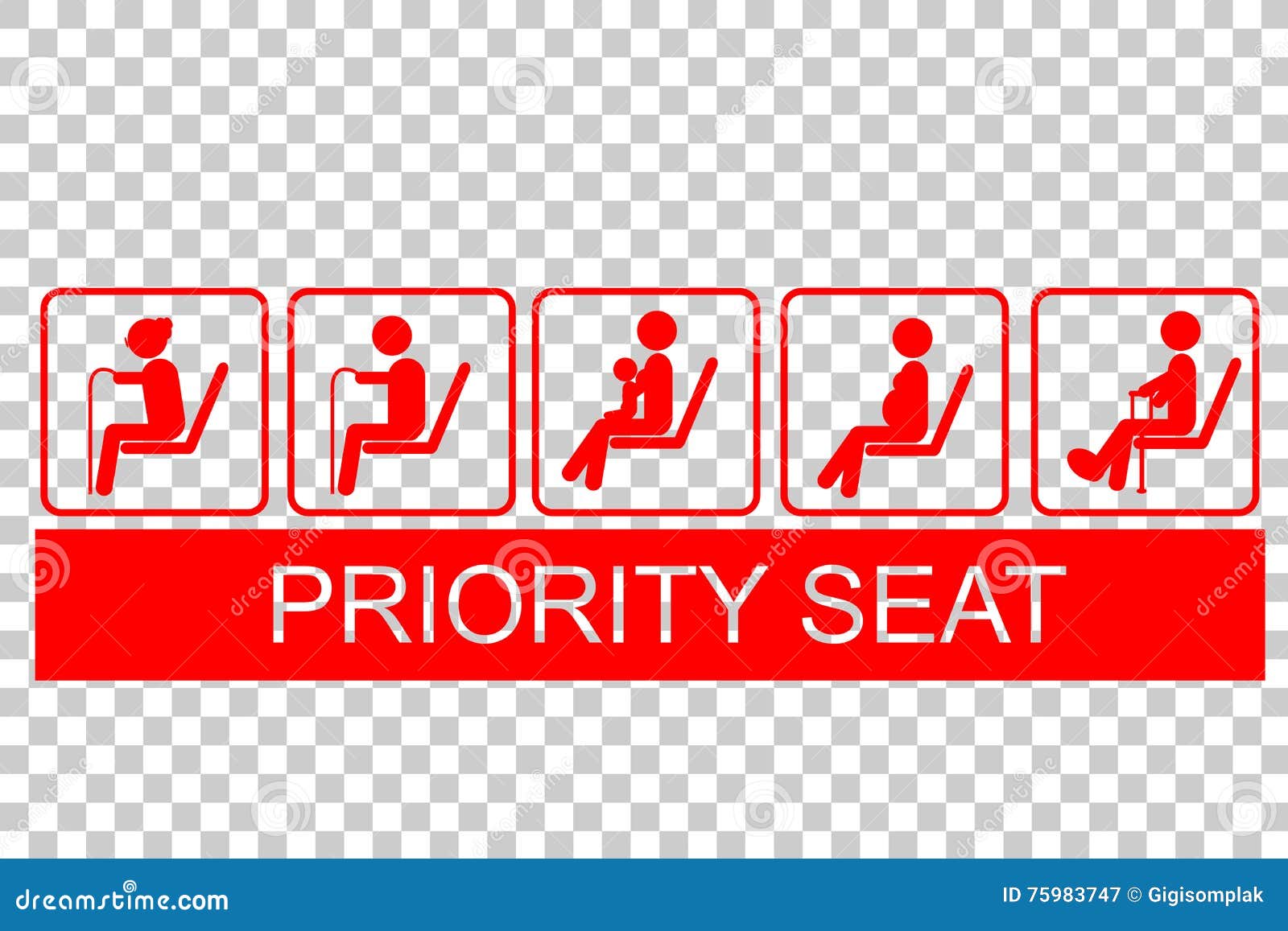 Sign of Priority Seat stock vector. Illustration of injured - 75983747