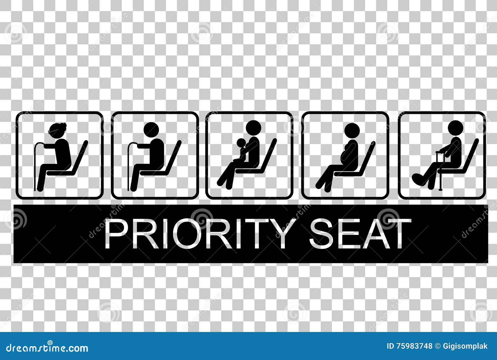Sign of Priority Seat stock vector. Illustration of disability - 75983748