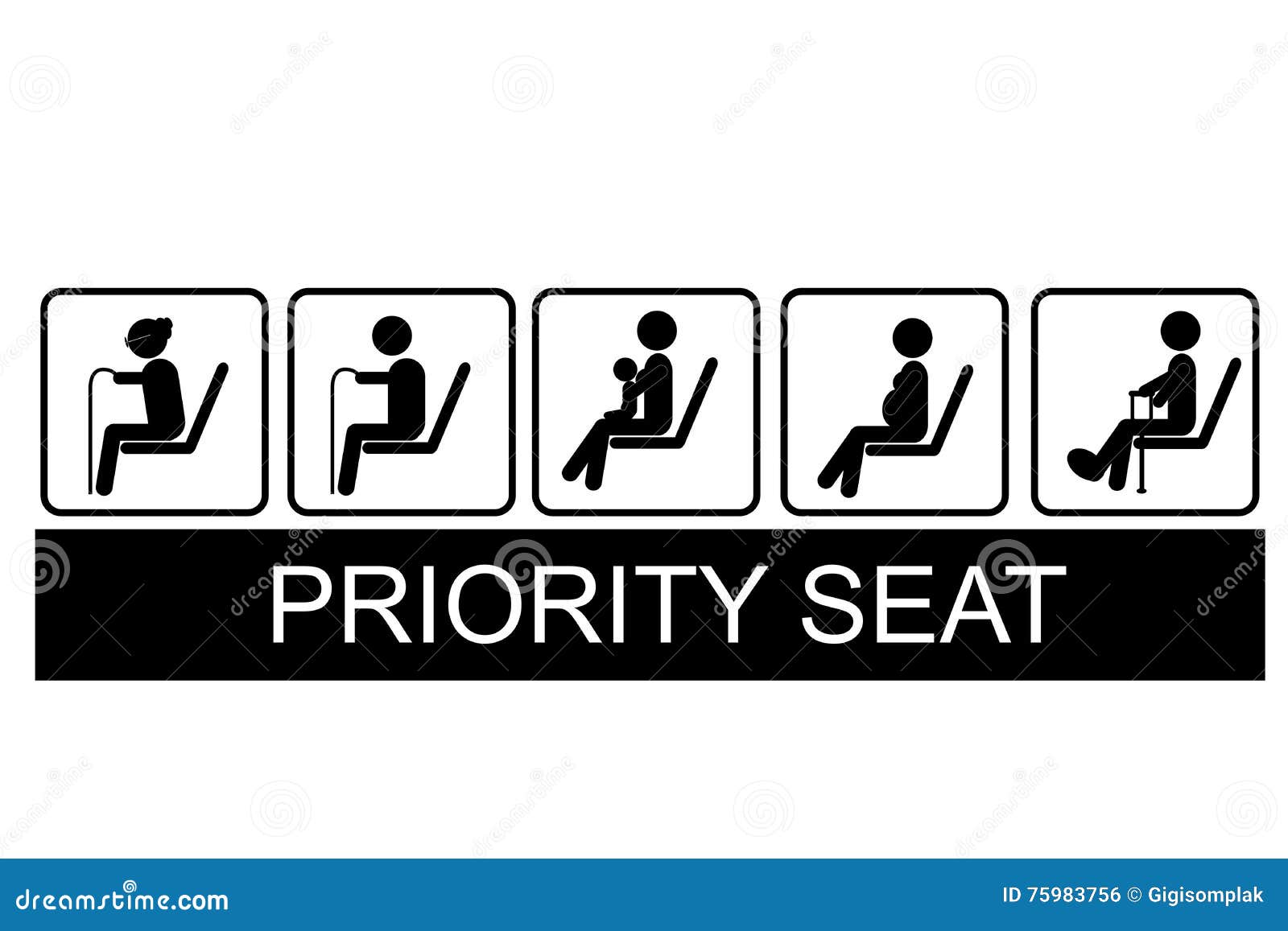 Sign of Priority Seat stock vector. Illustration of disability - 75983756