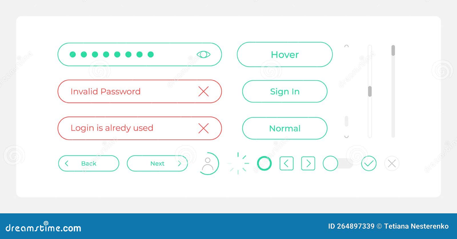 Sign in Process UI Elements Kit Stock Vector - Illustration of ...