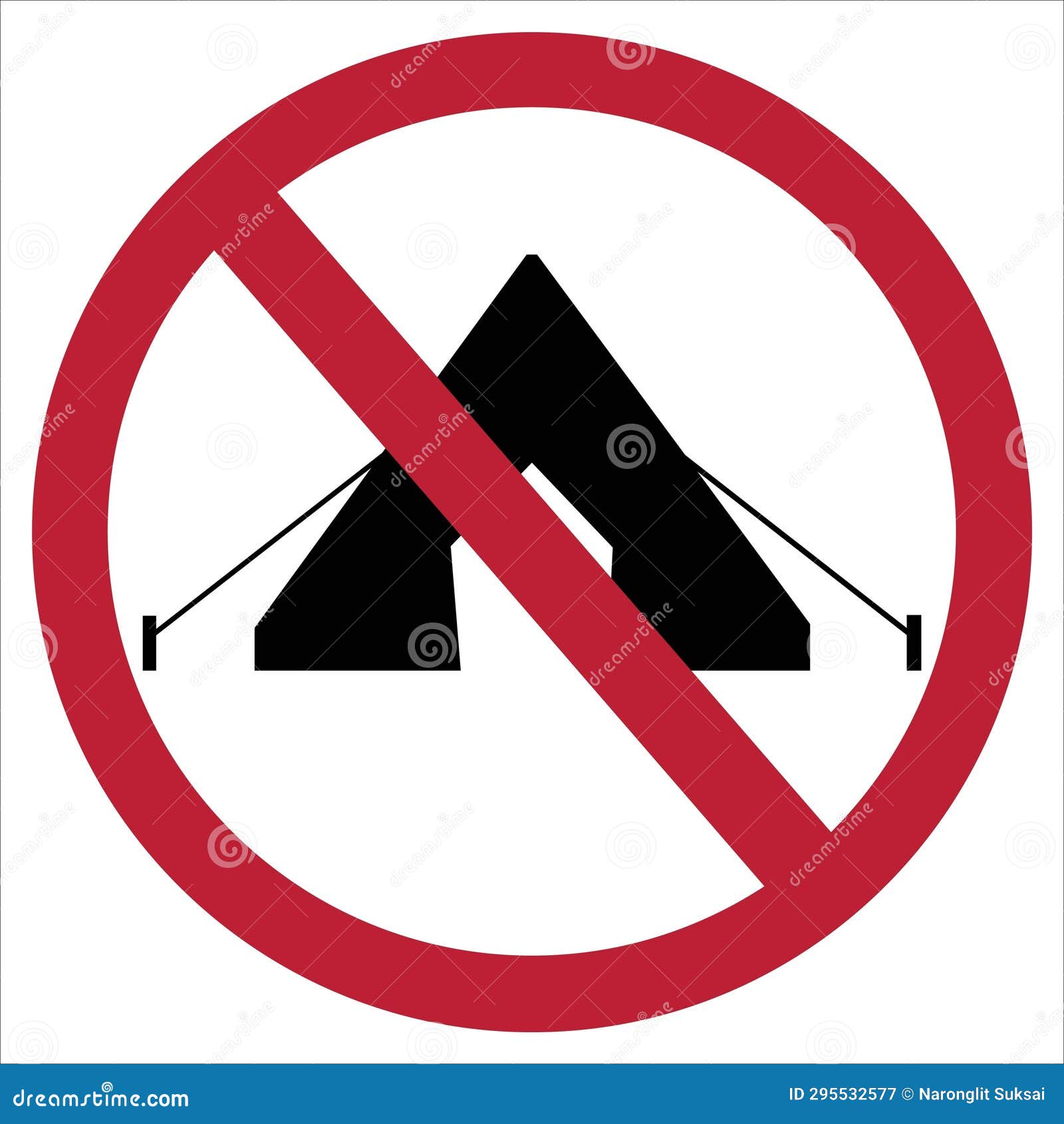 Sign Prohibiting Tents and Camping Stock Vector - Illustration of ...