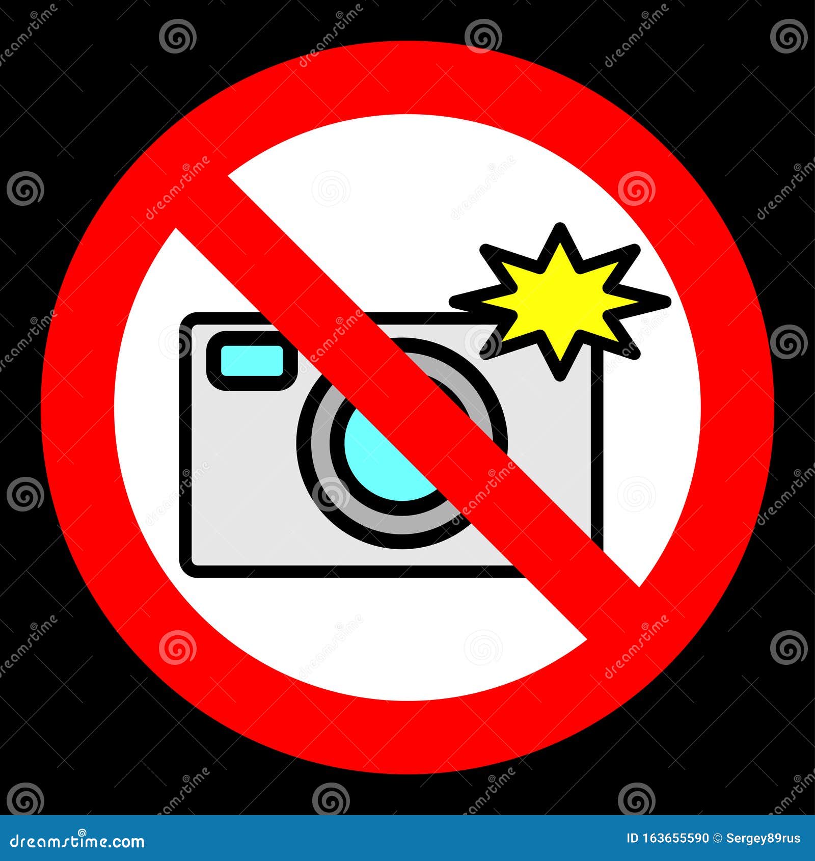 Sign Prohibiting Use of Camera. Stock Vector - Illustration of black ...