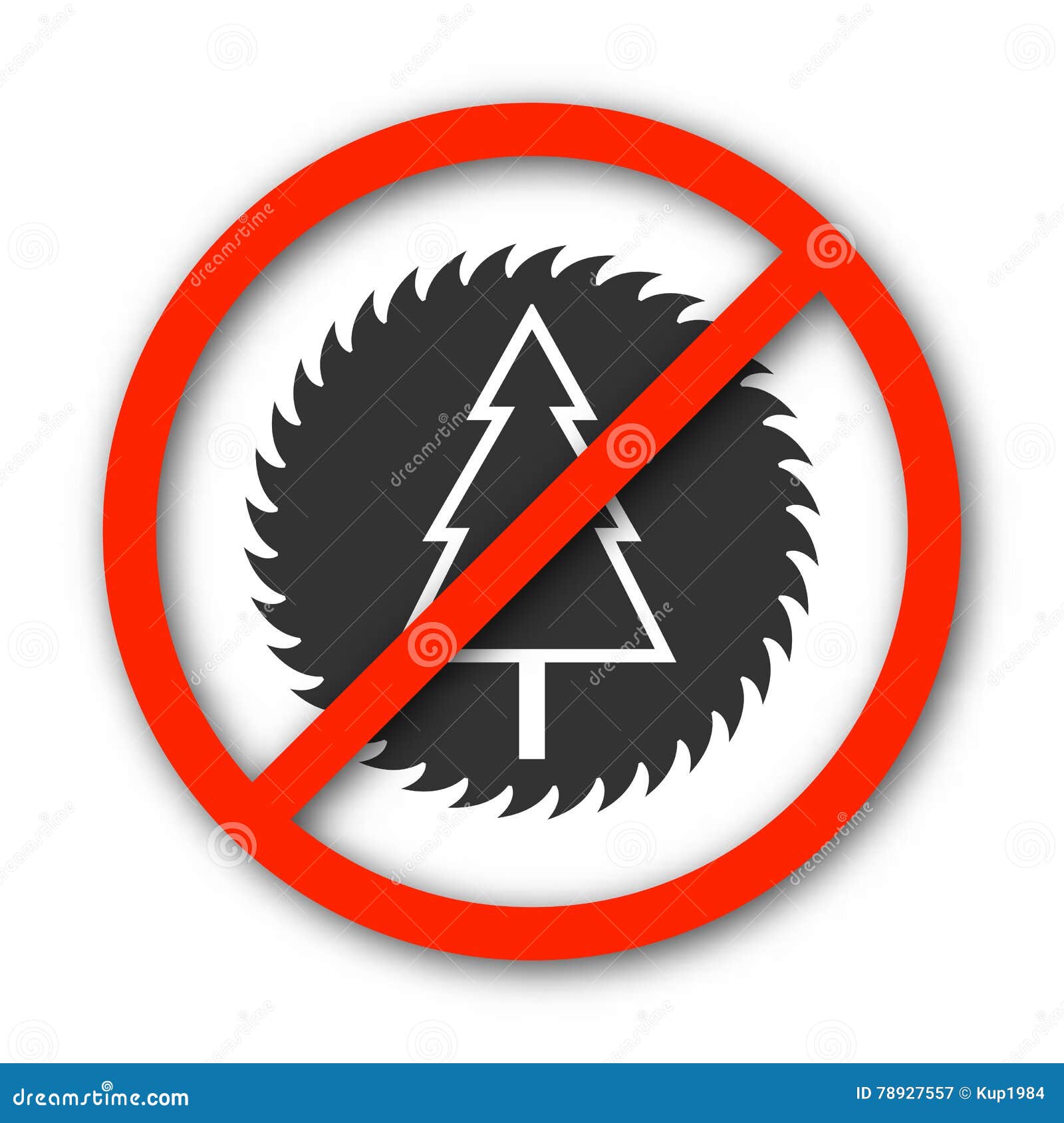 Round Prohibition Sign No Deforestation Vector Illustration ...